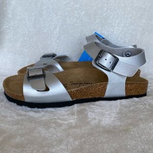Hawkins | Shoes | Hawkins Silver Birkenstock Style Sandal | Poshmark
